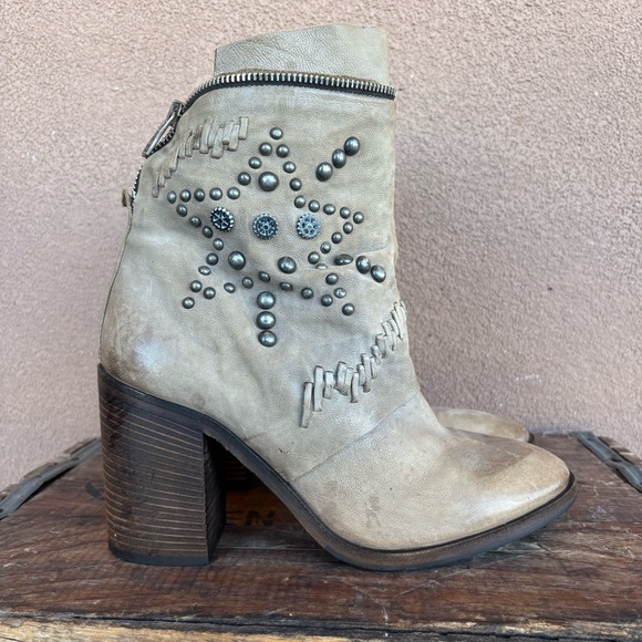 A.S.98 | Shoes | As98 Womens Studded Distressed Leather Boot | Poshmark